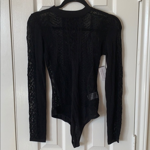 Windsor | Tops | Nwt Windsor Black Mesh Long Sleeve Bodysuit Top | Poshmark